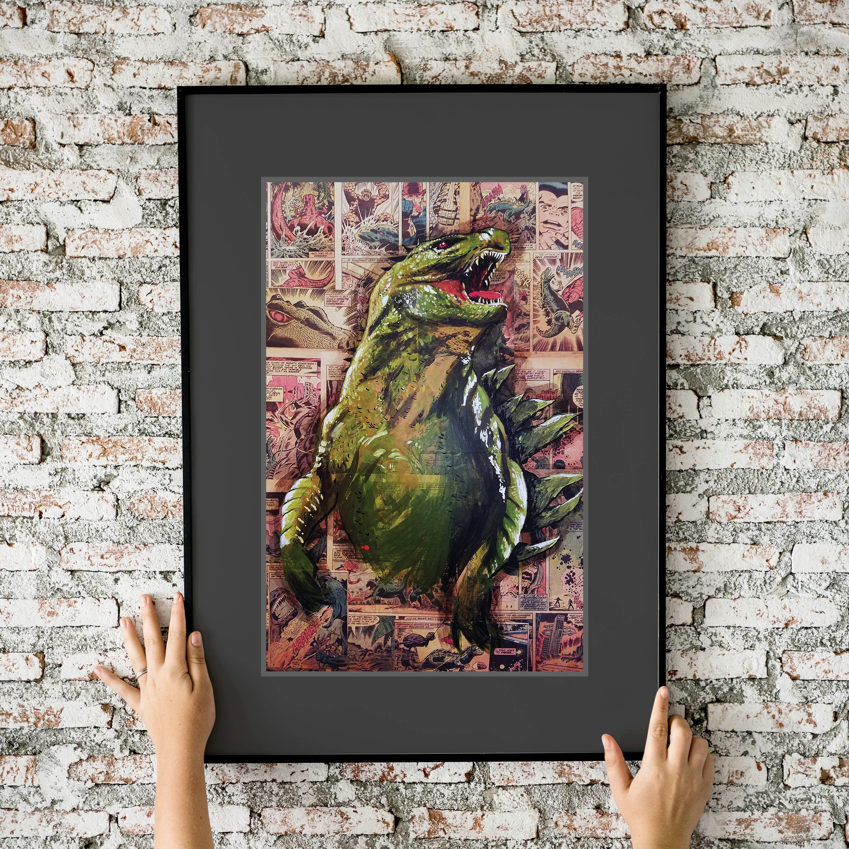 Godzilla Collage Painting 11x17 Fine Art Print – artofkylewillis
